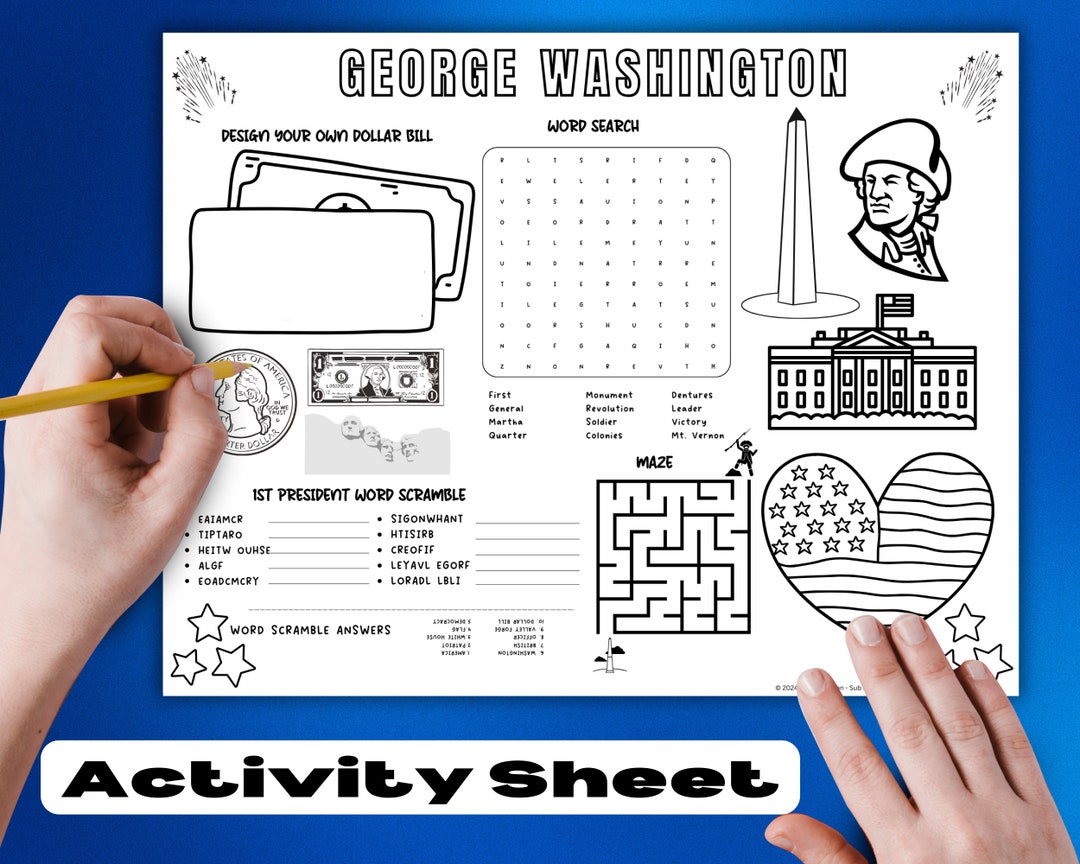 Presidents Day Activity Printable, George Washington Coloring Sheet ...