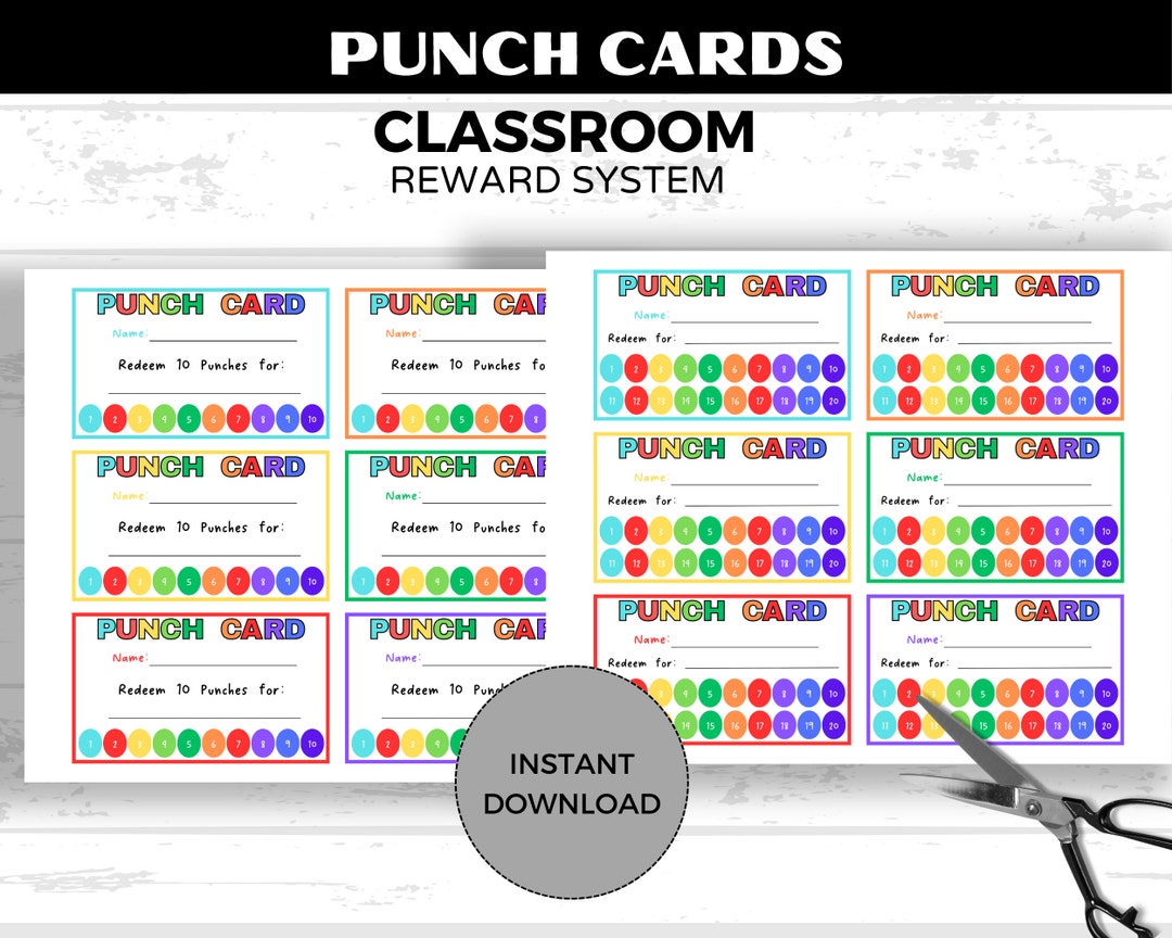 Punch Cards for Kids, Incentive Reward Card Tracker for Teacher or ...