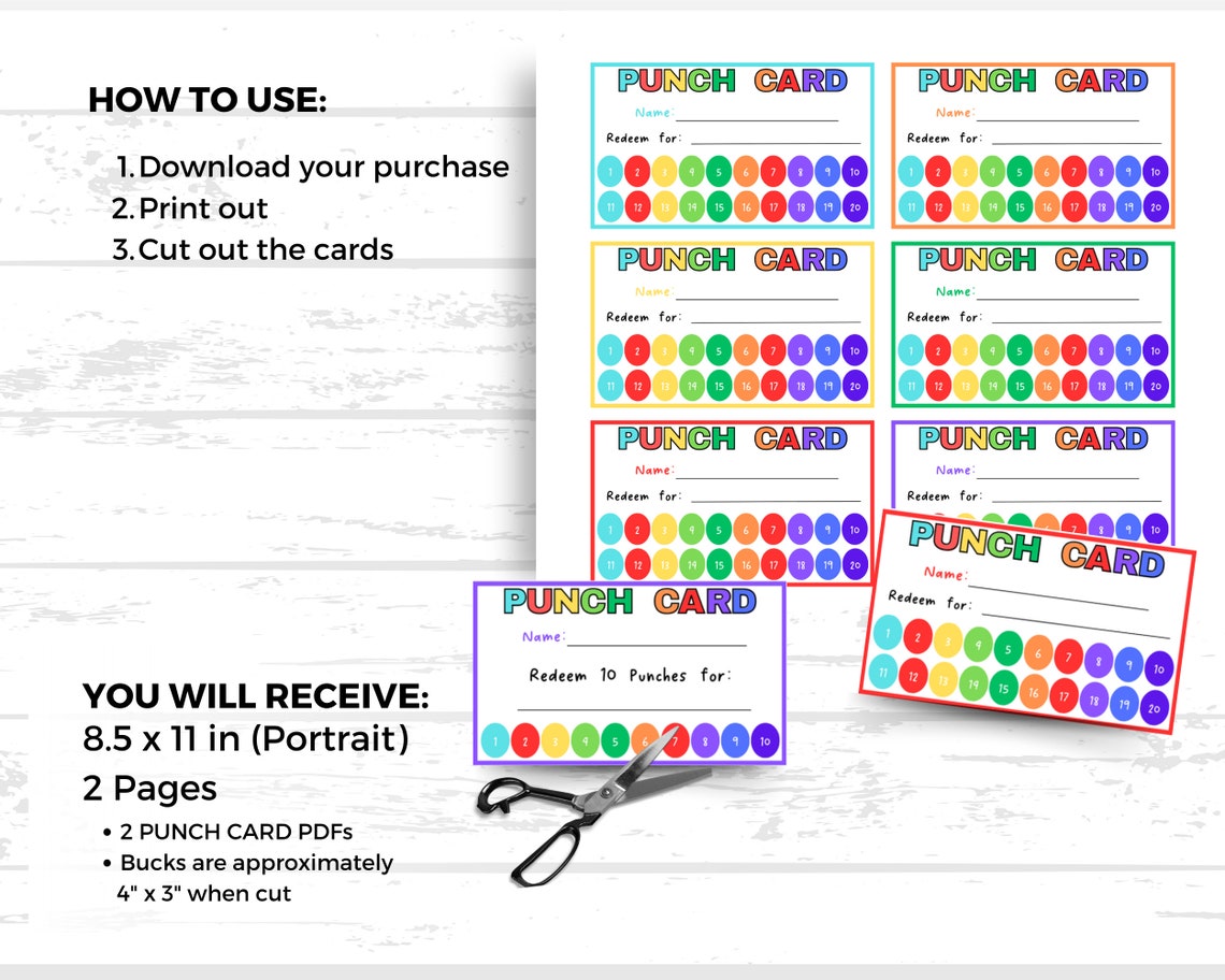 Punch Cards for Kids, Incentive Reward Card Tracker for Teacher or ...