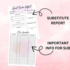 Substitute Teacher Binder Templates, Substitute Plans, Sub Plan ...