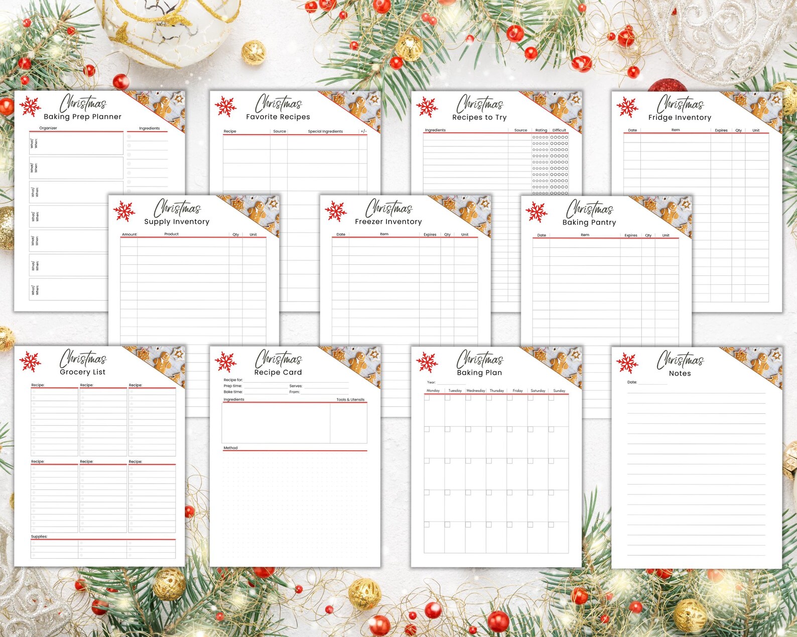 Christmas Baking Planner Bundle Printable, Holiday Baking, Grocery List ...