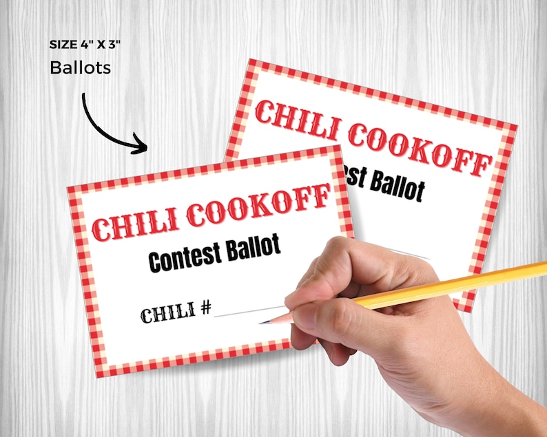 Chili Cook off Party Printable, Voting Ballots, Chili Numbers, Award ...