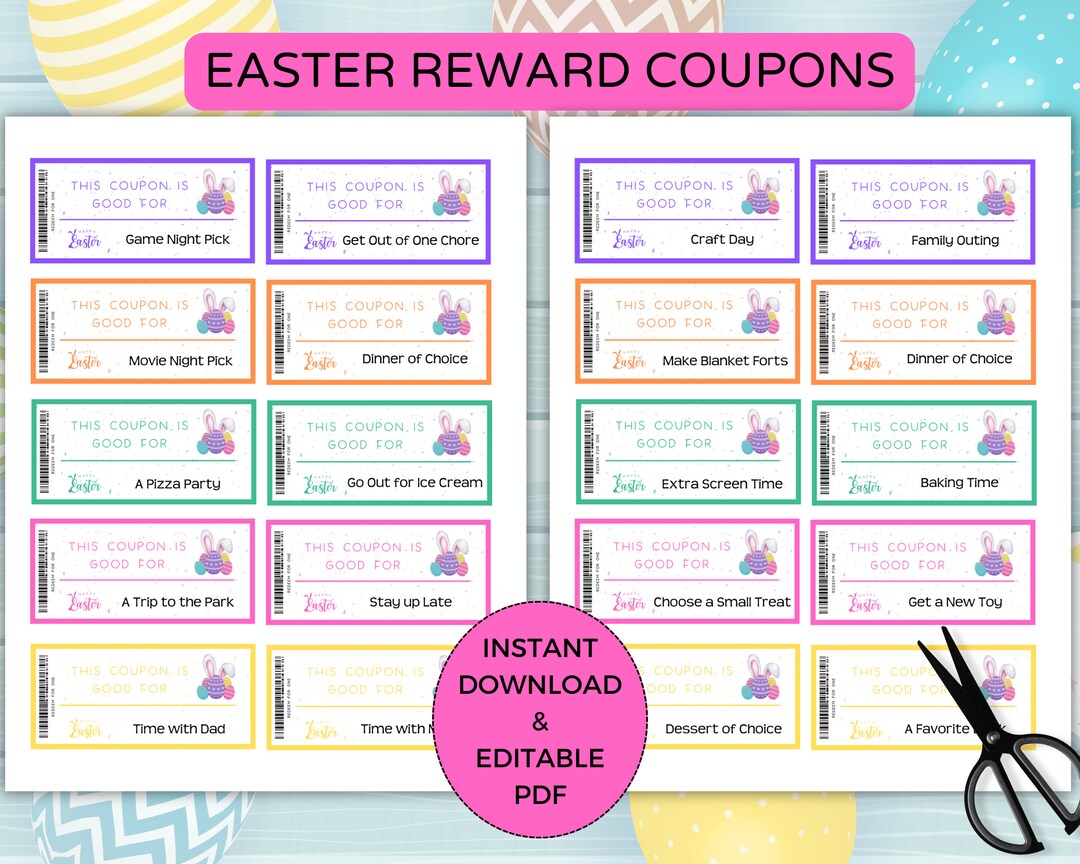 Printable Easter Coupons for Kids, Editable Kids Easter Coupon Book ...