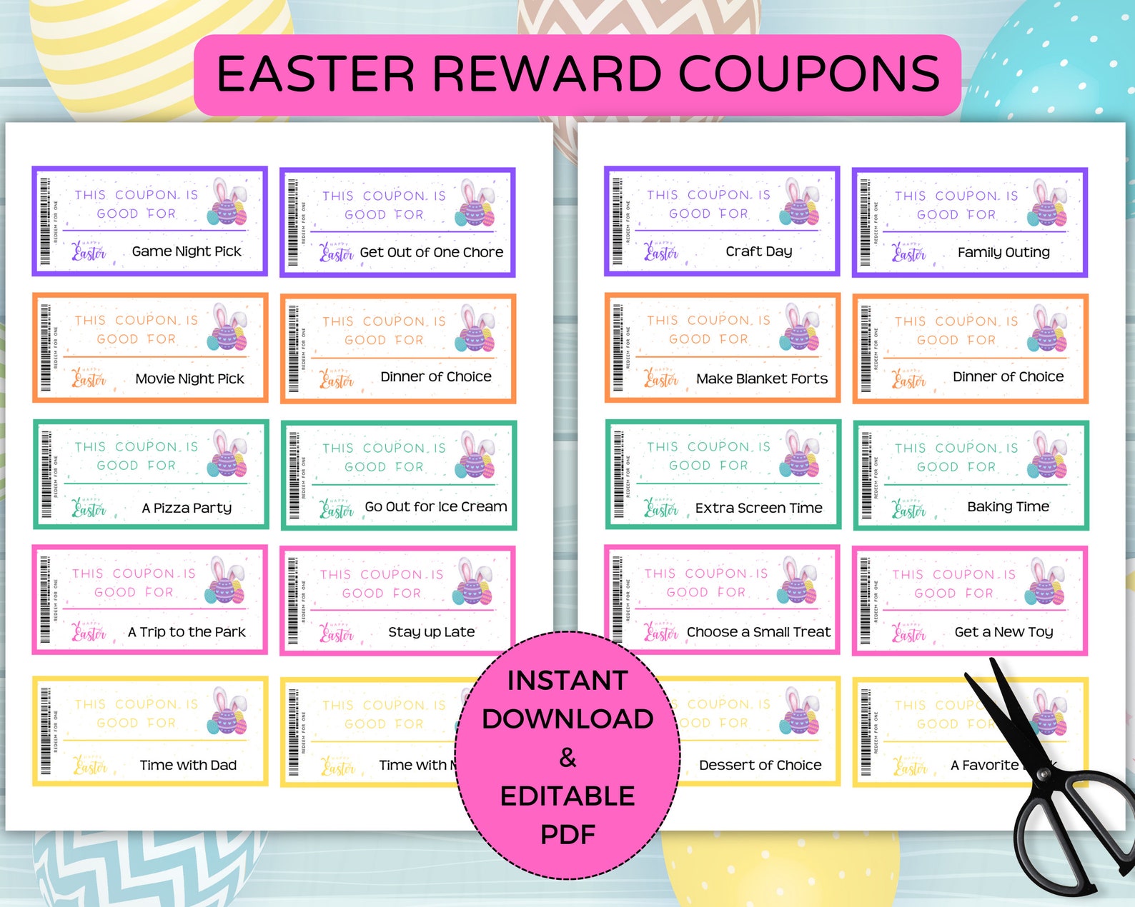 Printable Easter Coupons for Kids, Editable Kids Easter Coupon Book ...