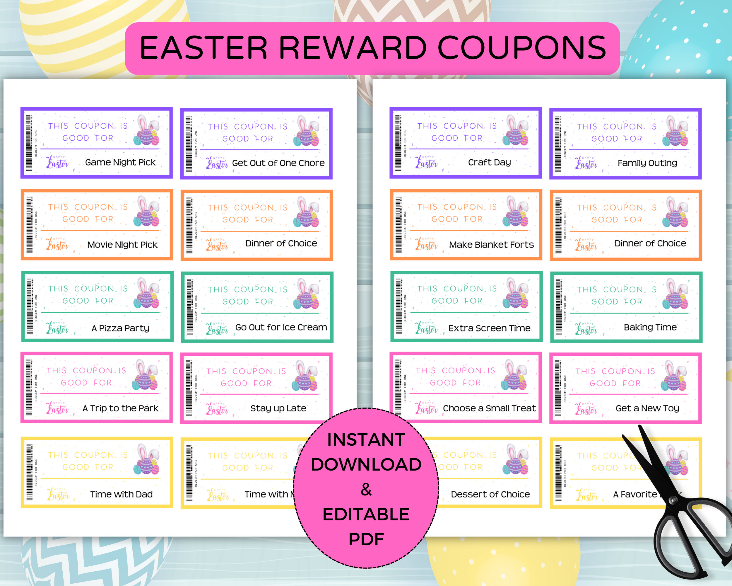 Printable Easter Coupons for Kids, Editable Kids Easter Coupon Book ...