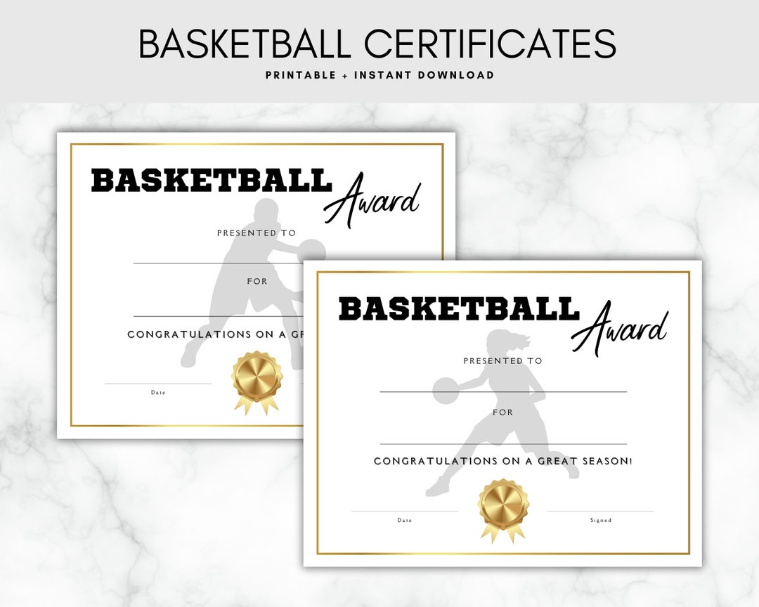 Basketball Certificate Awards, End of Season Basketball Printable, Boys ...