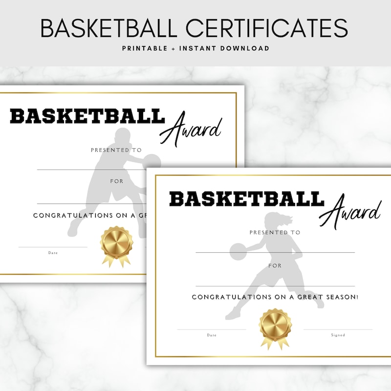 Basketball Certificate - Etsy