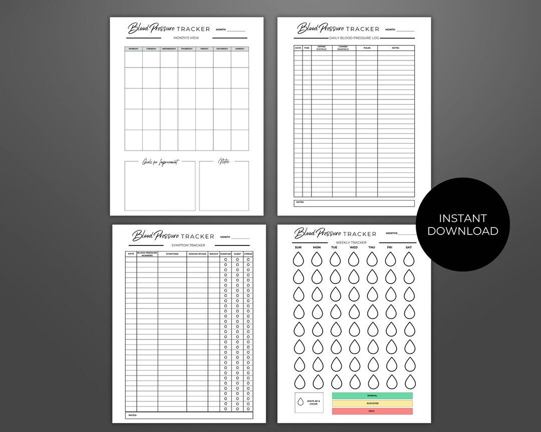 Blood Pressure Log Editable Printable, Blood Pressure Trackers, BP ...