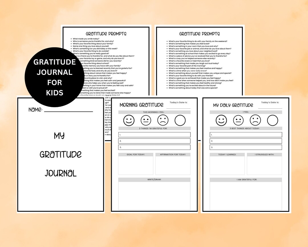 Gratitude Journal for Kids Printable, Daily Journal, Journal Prompts ...