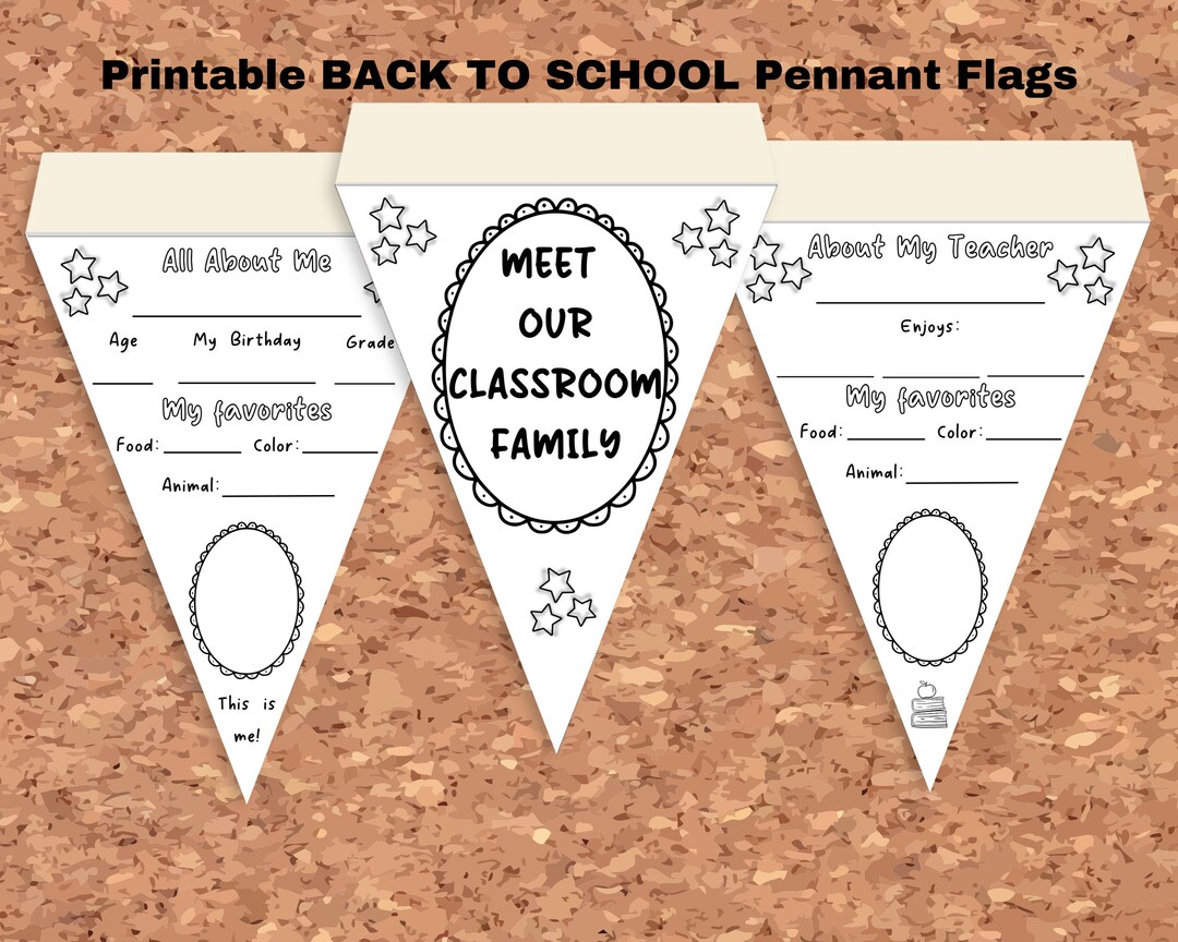 Printable Back to School Pennant Flag, Classroom Bulletin Board, All ...