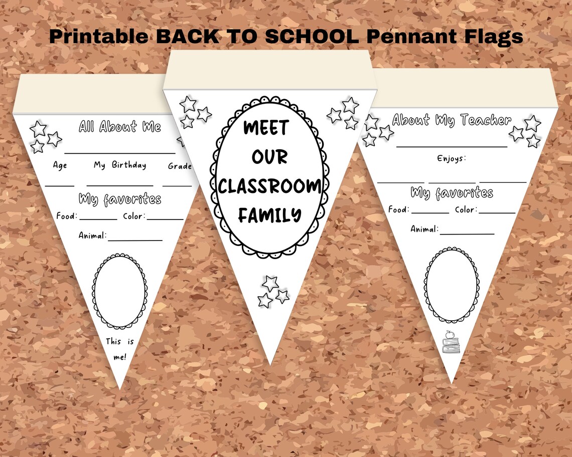 Printable Back to School Pennant Flag, Classroom Bulletin Board, All ...