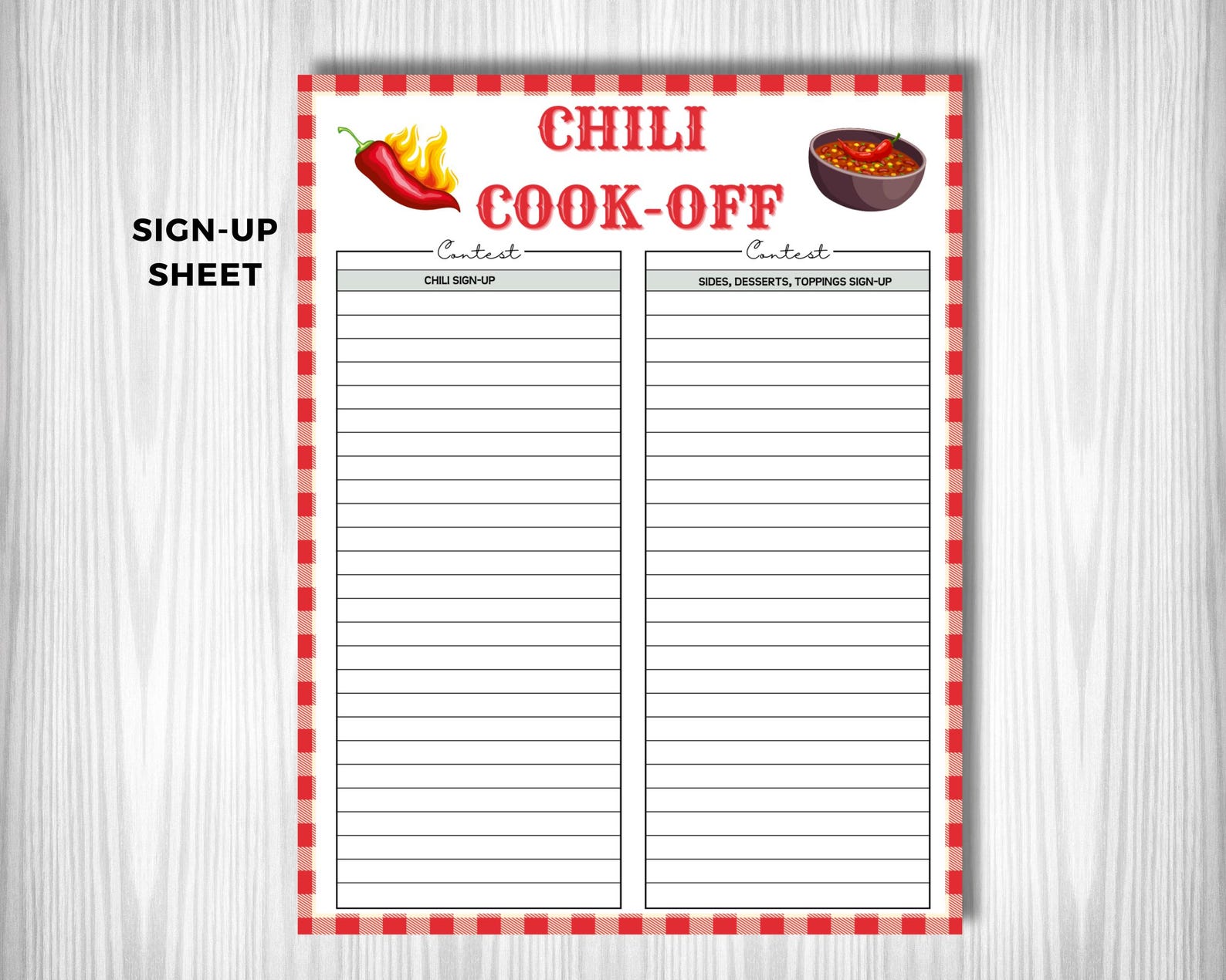Chili Cook off Party Printable, Voting Ballots, Chili Numbers, Chili ...