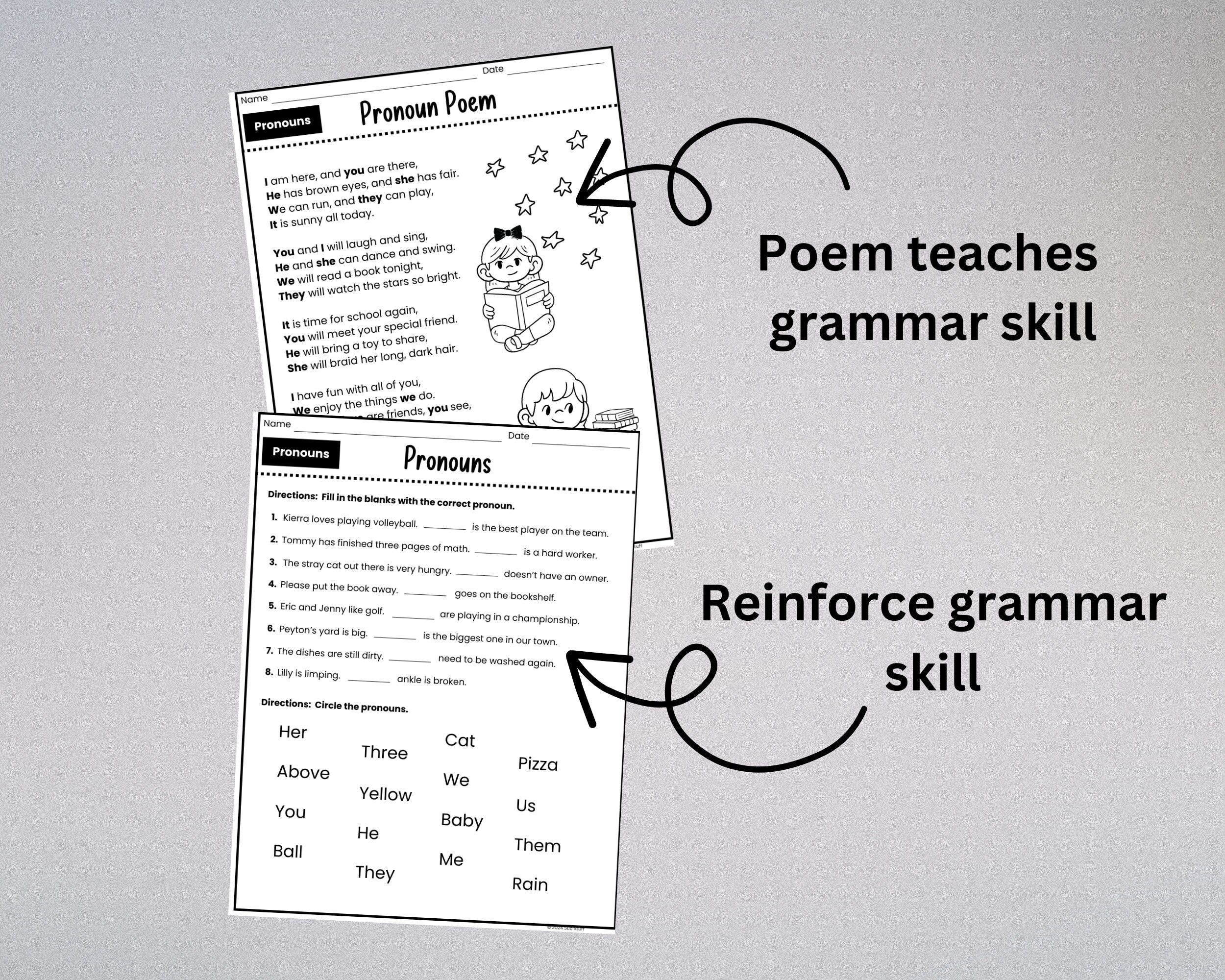 Grammar Printable, Parts of Speech, Poems & Worksheet Resource ...