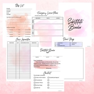 Substitute Teacher Binder Templates, Substitute Plans, Sub Plan ...