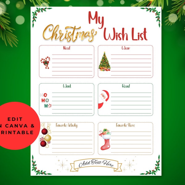 Employee Christmas Wish List Template - Etsy