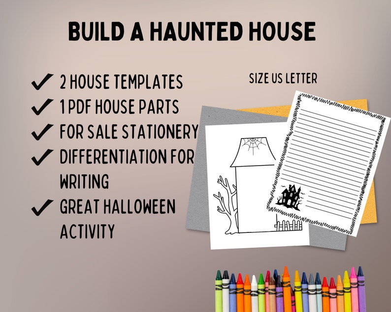 Build a Haunted House Craft Printable, Halloween Coloring Pages ...