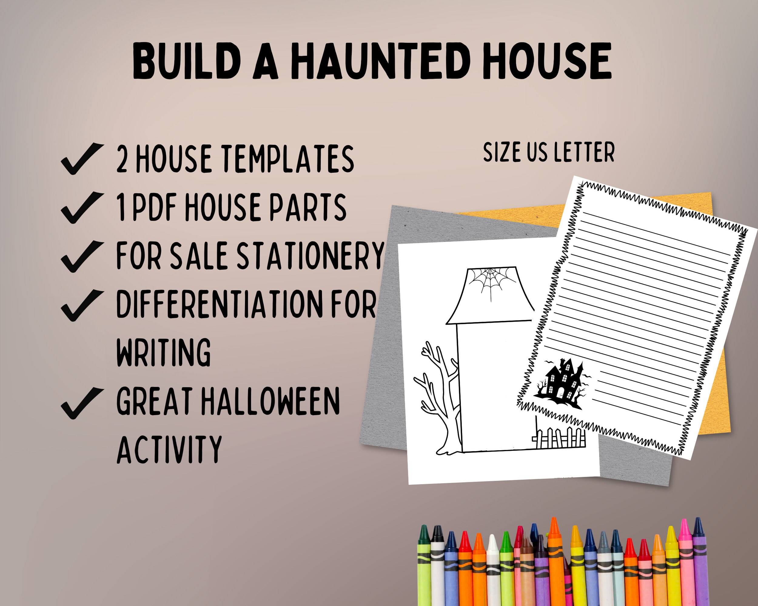 Build a Haunted House Craft Printable, Halloween Coloring Pages ...