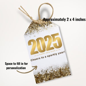 Happy New Year Gift Tag, Printable New Years Tag, New Years Eve Favor ...