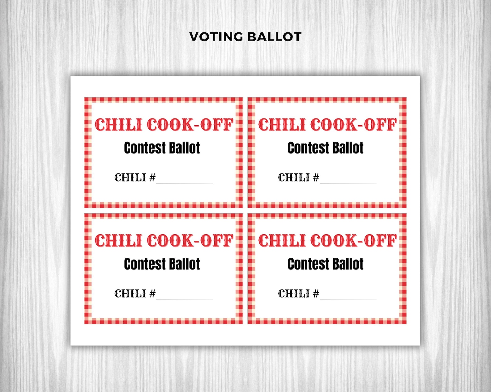 Chili Cook off Party Printable, Voting Ballots, Chili Numbers, Chili ...
