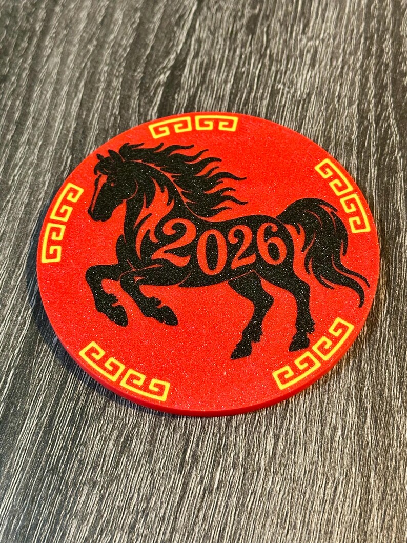 Lunar New Year of the Horse 2026 3D Printed Coaster Set - Etsy
