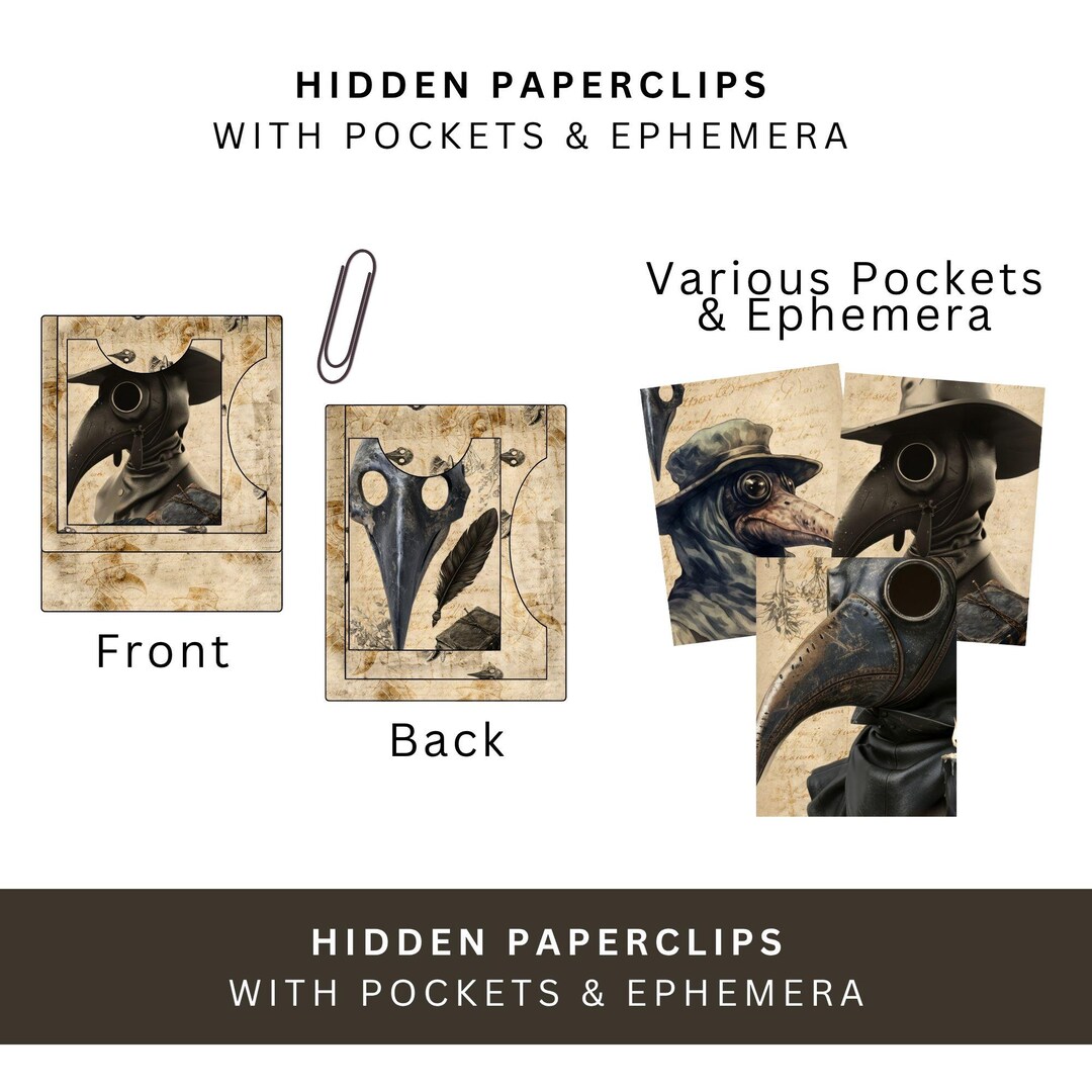 Hidden Paper Clip Kit Plague Doctor Scrapbooking, Ephemera, Journal ...