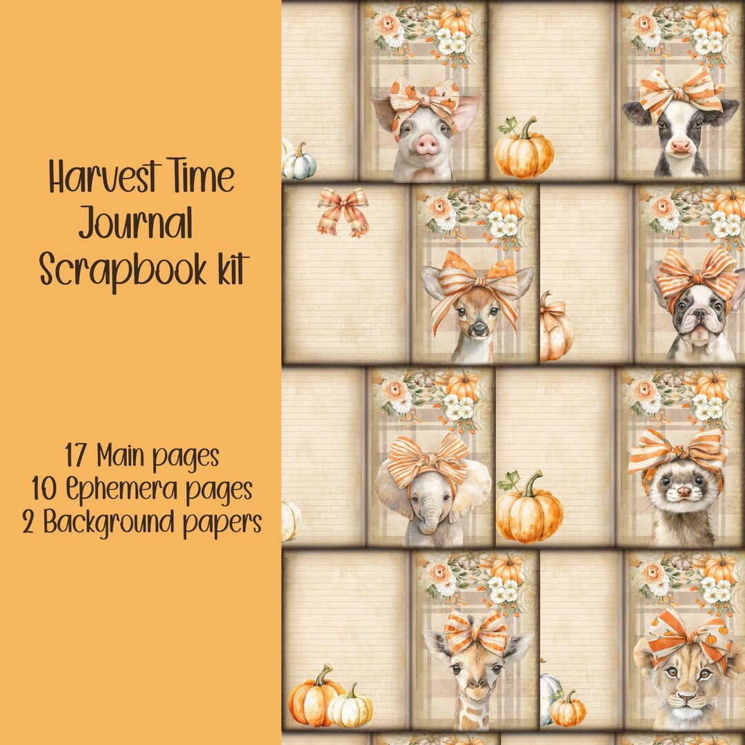 Autumn Fall Harvest Time Scrapbooking, Ephemera, Journal, Digital ...