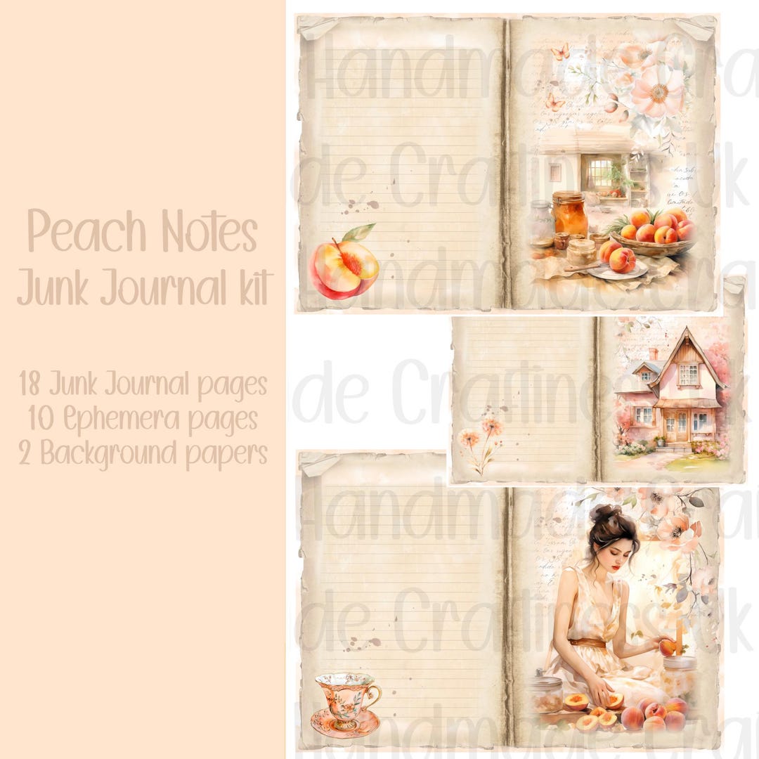 Peach Notes Scrapbooking, Ephemera, Journal, Digital Download - Etsy UK