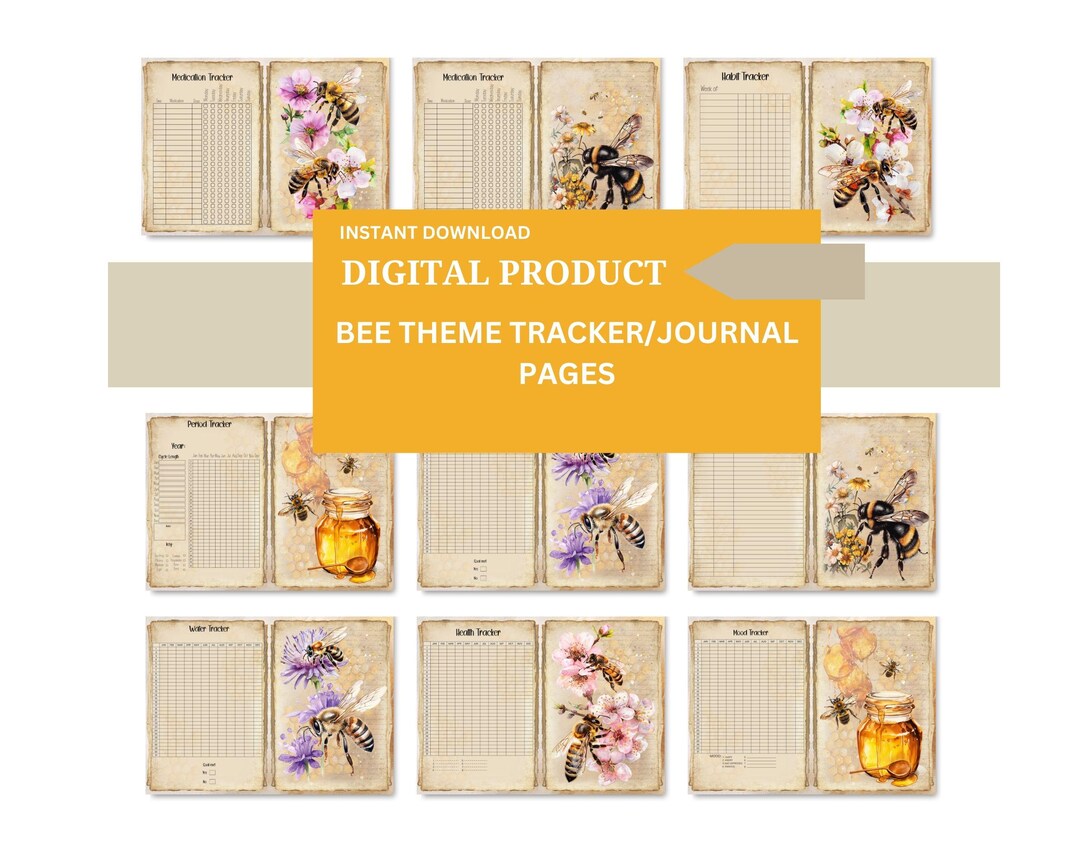 Bee Theme Tracker Printable: DIY Journal Inserts (A4 Digital Download ...