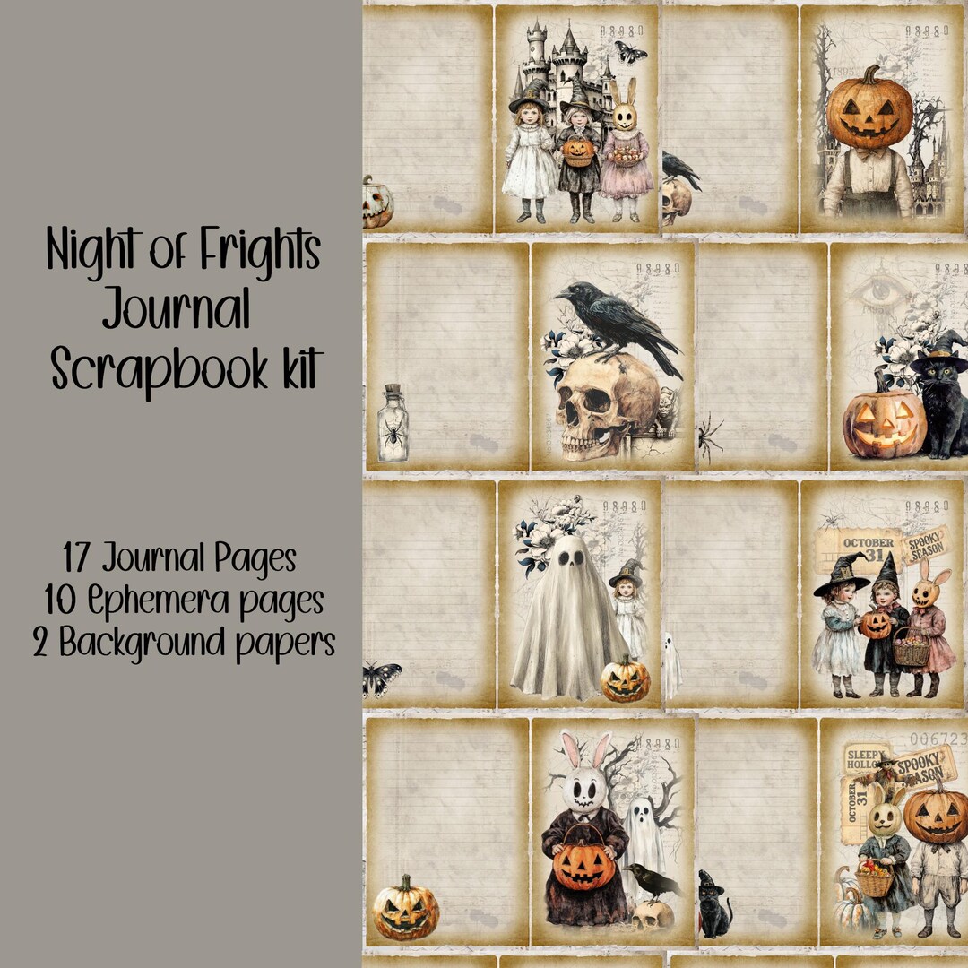 Vintage Halloween Ephemera Kit: Spooky Junk Journal Supplies (digital ...