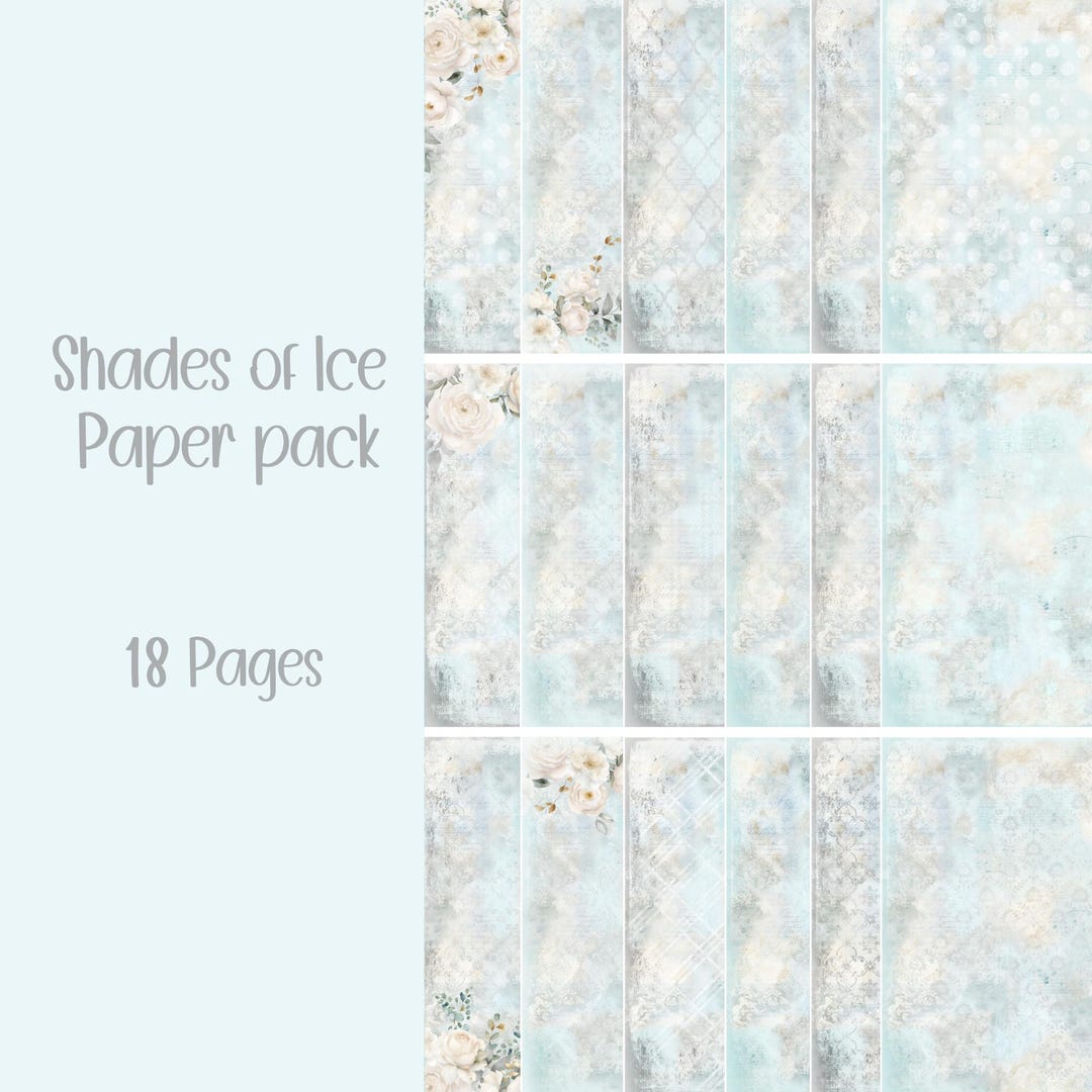 Shades of Ice Paper Pack Scrapbooking, Ephemera, Journal, Digital ...