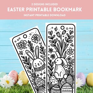 Easter Coloring Bookmarks: Bunny & Eggs Printable (PDF Download) - Etsy