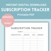 Subscription Tracker Printable Pdf Download, Monthly Subscriptions List ...