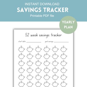 52 Weeks Savings Challenge, Money Saving Tracker, Printable Instant ...