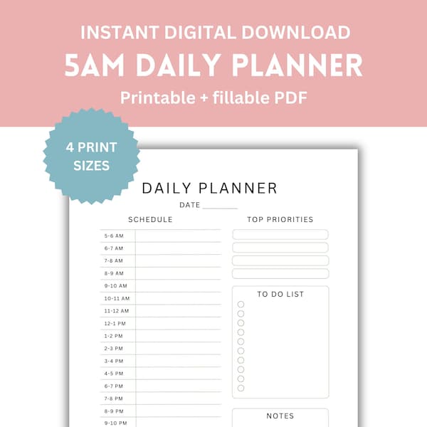 Daily Planner Printable - Etsy