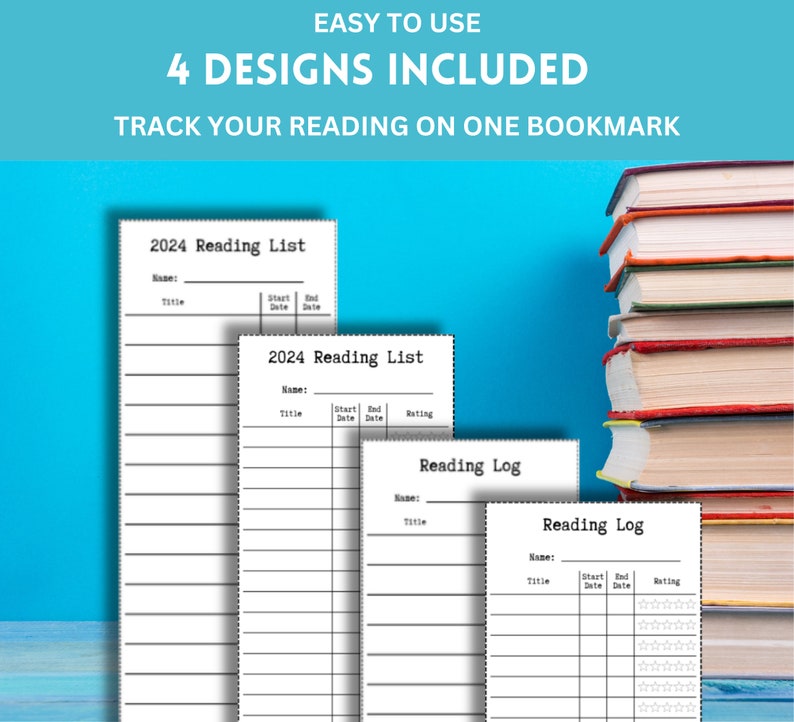 Reading Log Bookmark Printable 2024, Instant Download PDF, Reading List ...