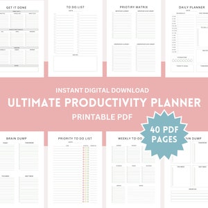 Productivity Planner Bundle Printable PDF, Personal Planner Template ...