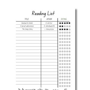 Book Review Reading List, Printable and Fillable PDF Versions, Kids ...