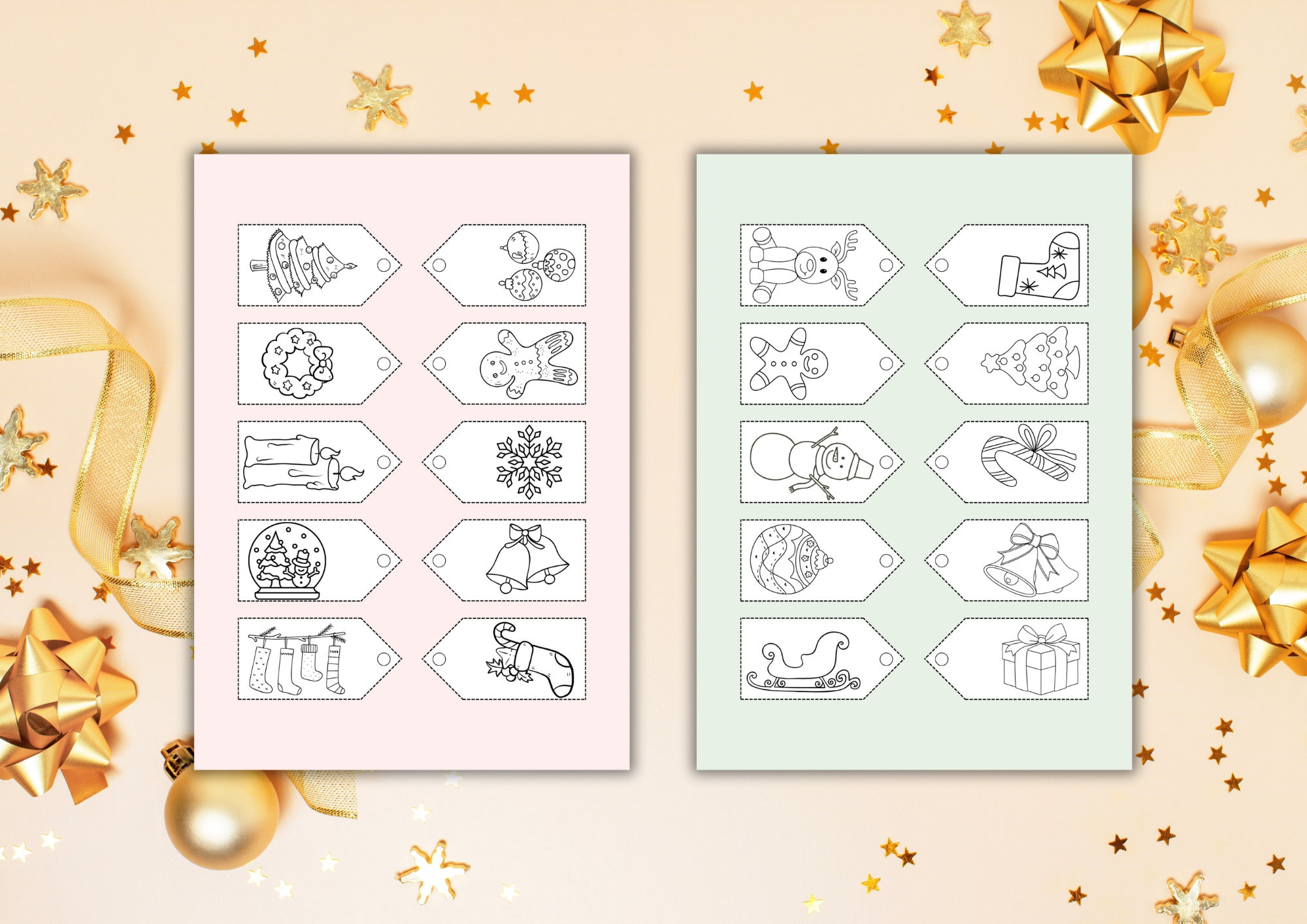 Printable Christmas Gift Tags for Colouring In, Kids Color at Home Gift ...