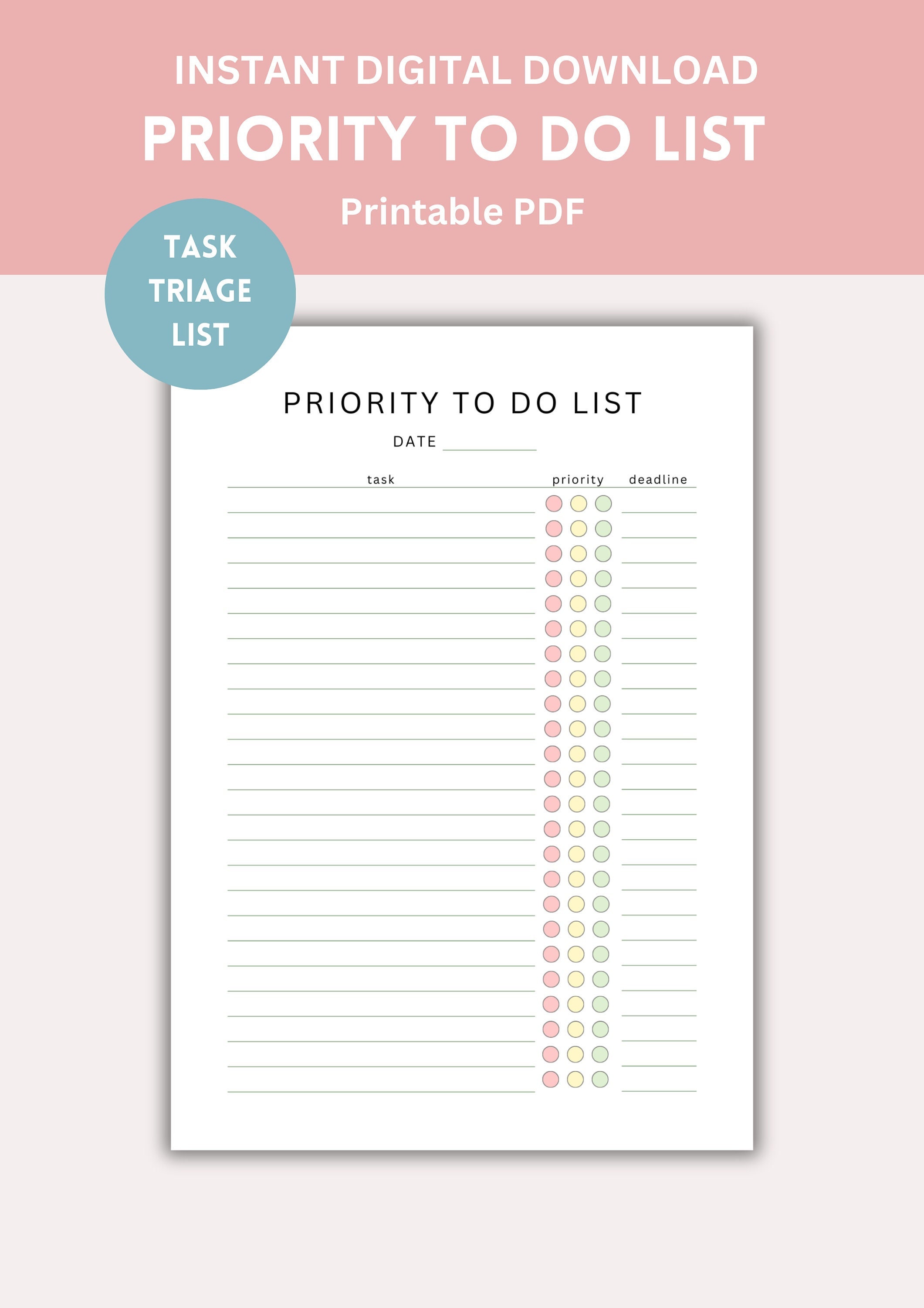 Priority To Do List Printable