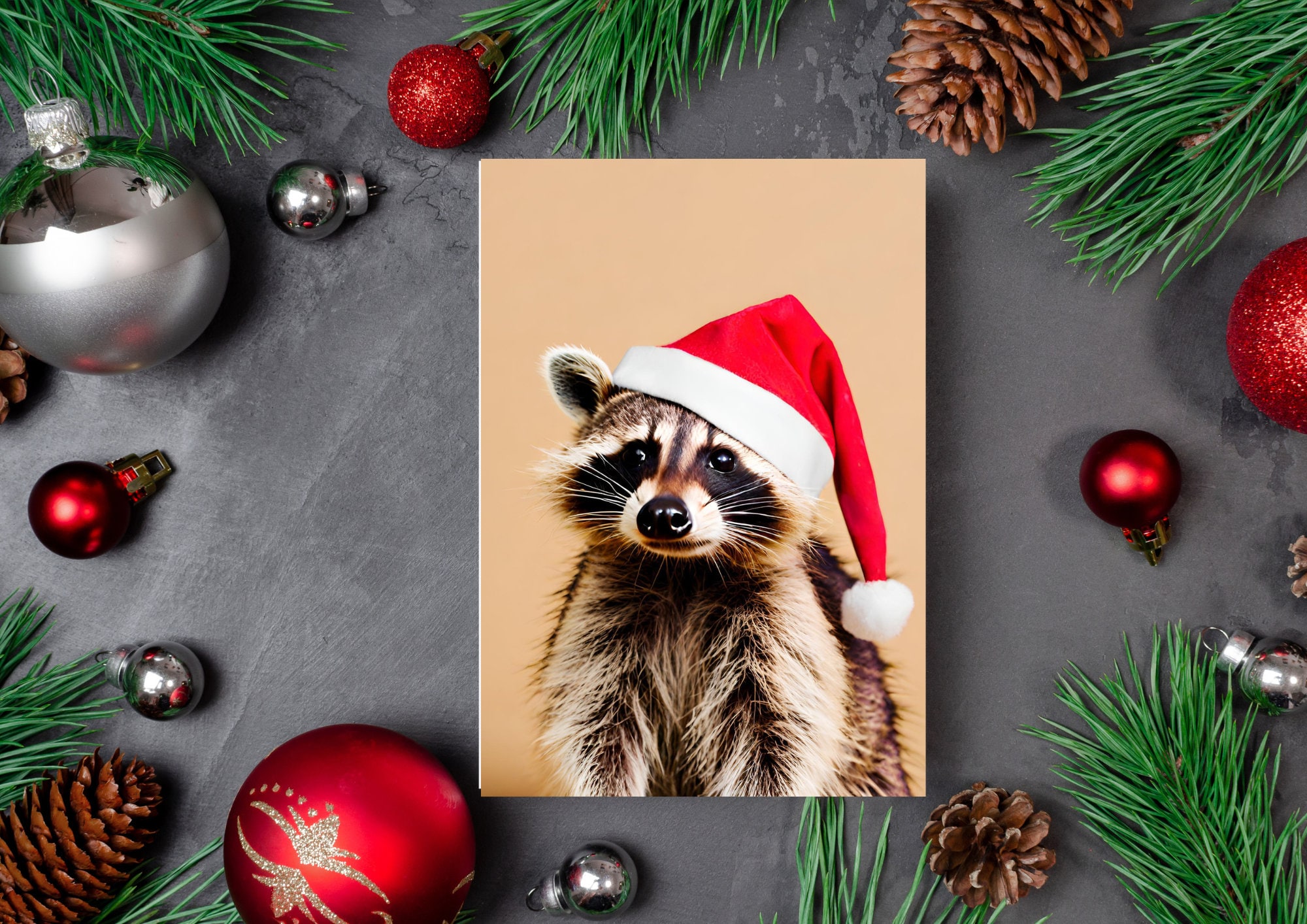 Printable Christmas Card Raccoon Instant Digital Download - Etsy