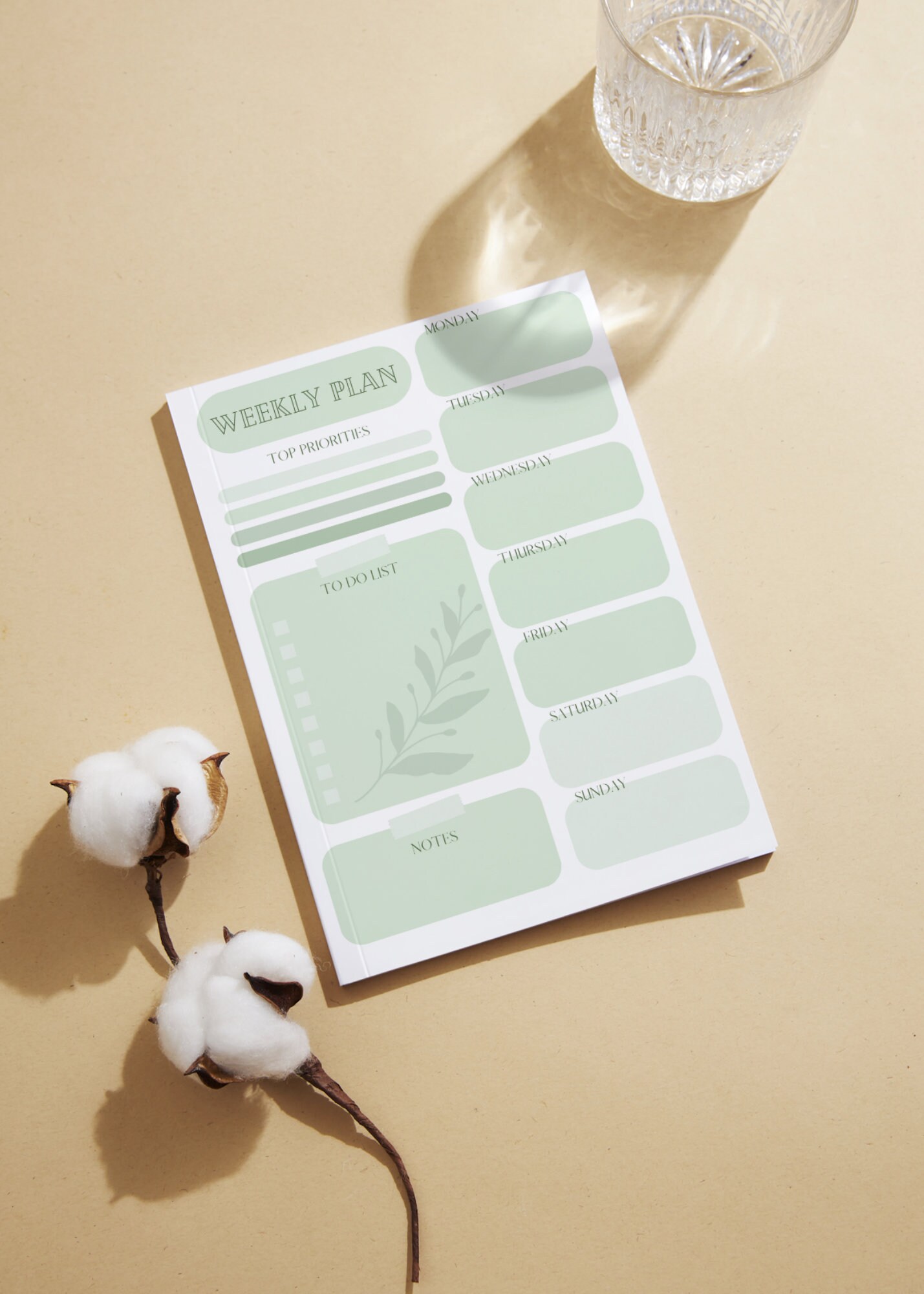 Weekly Planner Printable and Fillable PDF, Green Planner, Personal ...