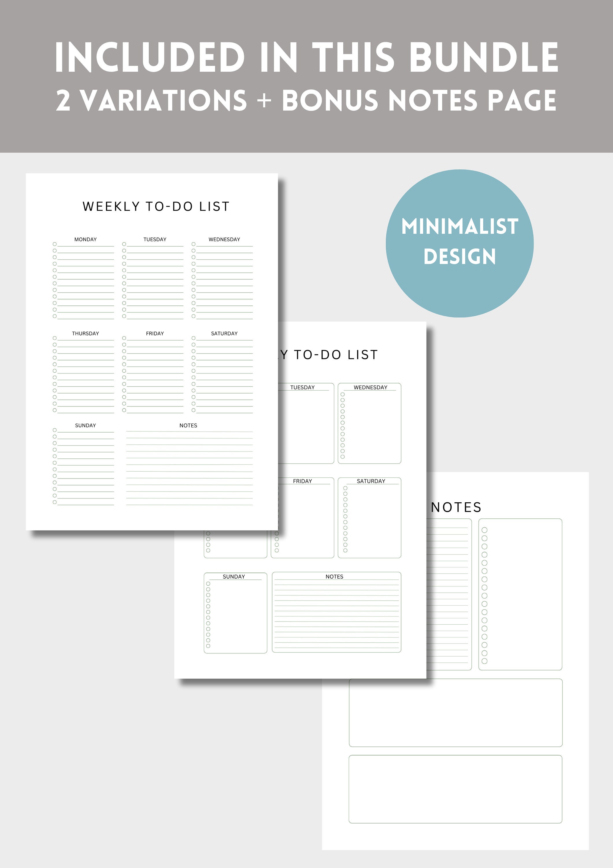 Weekly to Do Checklist Printable PDF, Simple Tasks List Template ...