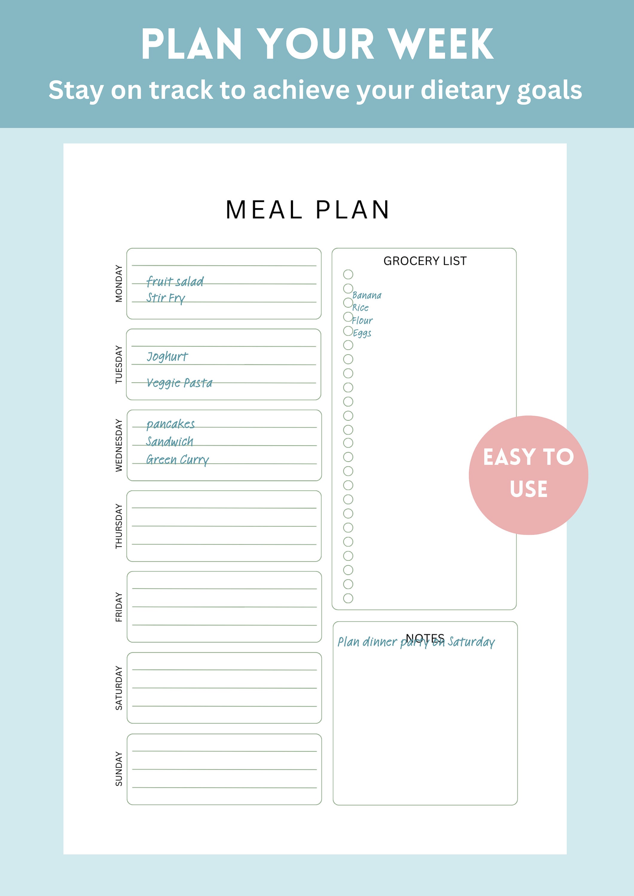 Weekly Meal Planner Printable PDF Download, Meal Plan With Grocery List ...
