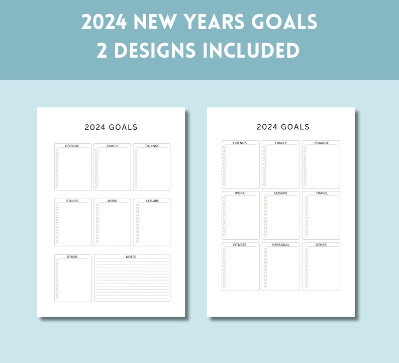 2024 New Years Resolutions, Instant Printable Download, New Year Goals ...