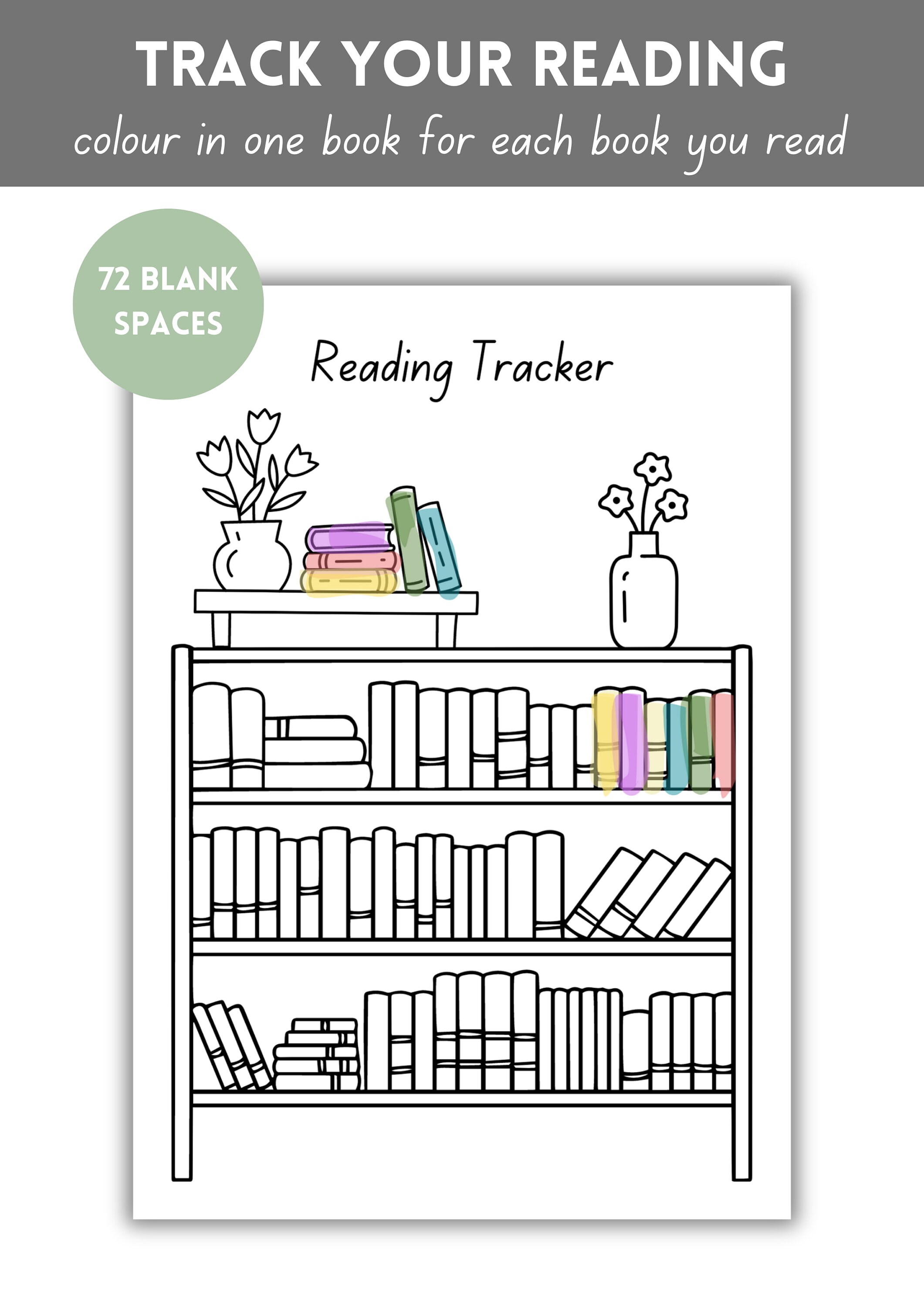 Bookshelf Reading Tracker Printable, Cute Reading Log, Reading ...