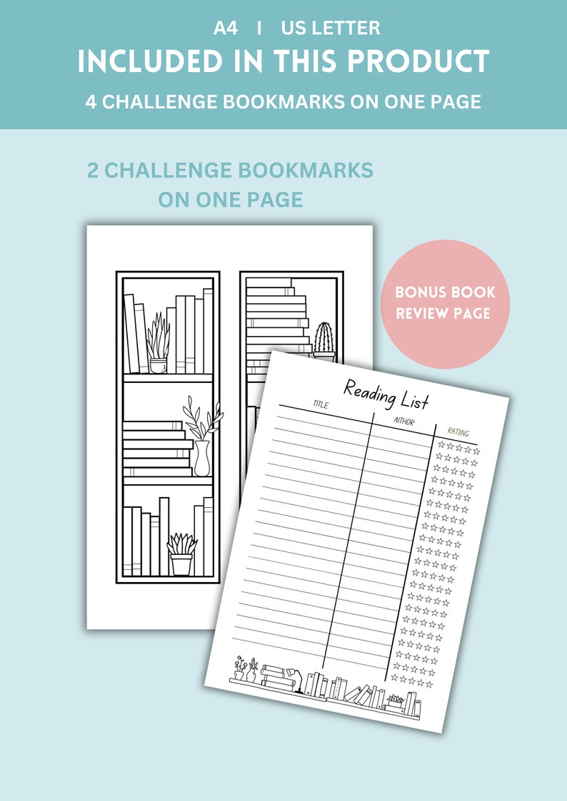 Bookshelf Reading Tracker Printable Bookmark, Instant Download PDF ...