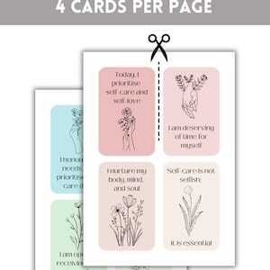 Daily Affirmation Cards Printable Pdf, Set of 60, Self Love, Self Care ...