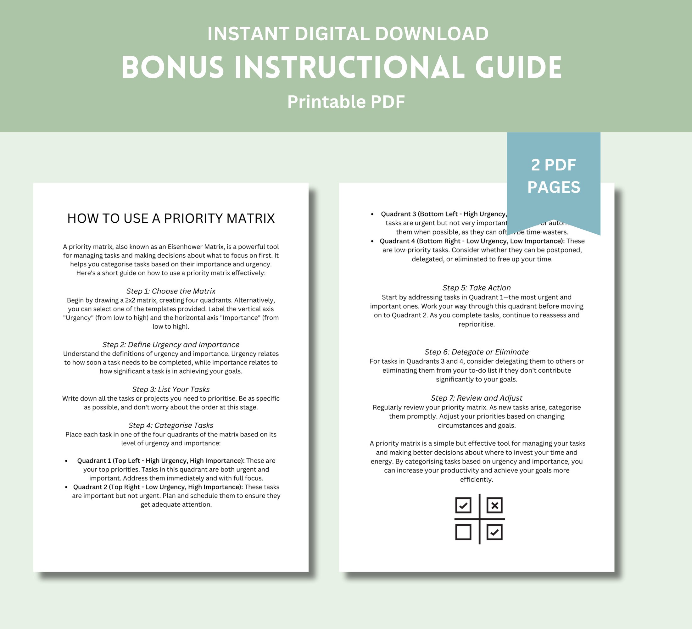 Priority Matrix Printable PDF Tasks List Template - Etsy