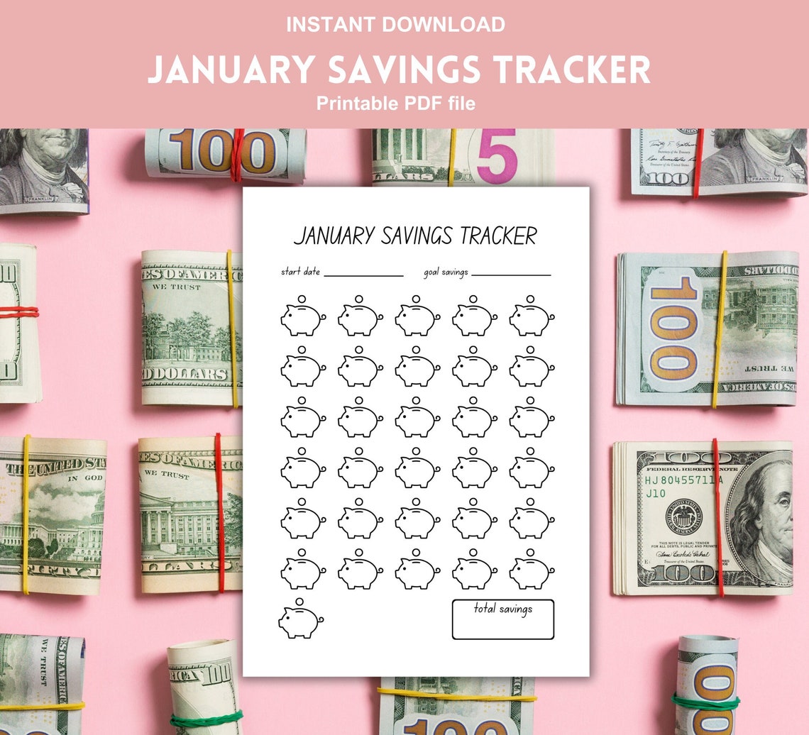 January 2024 Savings Challenge, Month Money Saving Tracker, Printable ...