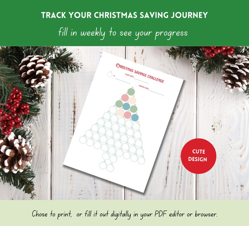Christmas Savings Challenge Printable Pdf, Money Saving Tracker ...
